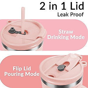 WETOWETO 40oz Tumbler with Handle and Lid | 100% Leakproof Insulated Stainless Steel Travel Mug | Keeps Cold 34Hrs/Hot 10Hrs | Dishwasher Safe, Fits Car Cup Holder (Blush Color)