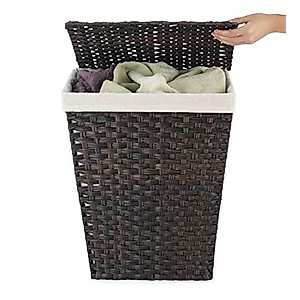 Whitmor Rattique Laundry Hamper with Lid and Removable Liner - Espresso