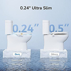 Bath & Bum Bidet, Ultra-Slim Bidet Attachment, Non-Electric Bidet Toilet Seat Attachment,Detachable Self-Cleaning Dual Nozzles and Adjustable Water Pressure, Easy to Install Bidet