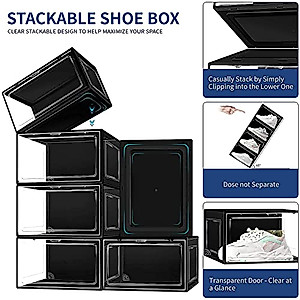 mupera X-Large Shoe Boxes Clear Plastic Stackable Shoe Storage Box with Clear Door for Closet, Plastic Shoe Boxes with Lids, Drop Front Shoe Box, Storage Containers for Organizing Sneaker(9 Pack)