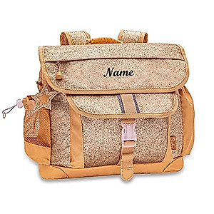 Bixbee Personalized Kids Backpack, Gold Sparkly Bookbag for Kids & Toddlers Ages 3+ 5-7 | Custom Backpack with Name for Boys & Girls | Water Resistant Monogrammed School Bag