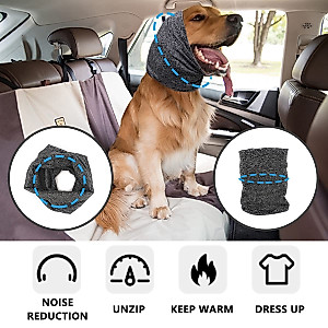 PATTEPOINT Quiet Ears for Dogs Noise Protection, No Flap Ear Wraps for Dogs, Stretchy Dog Snood for Noise Reduce Grooming Bathing, Dog Noise Cancelling Ear Muffs for Cats,Grey S
