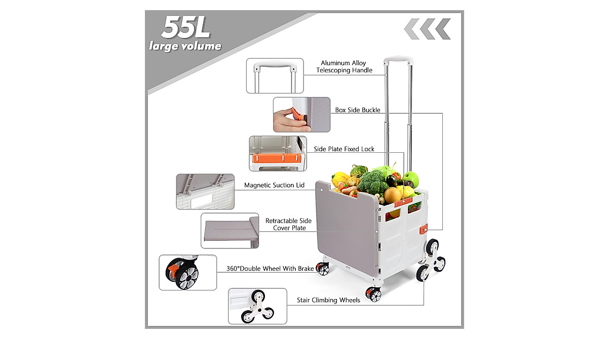 Foldable Utility Cart with Stair Climbing Wheels | Versatile & Compact