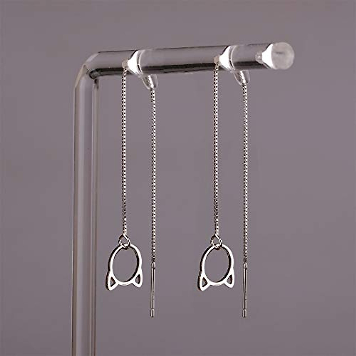 Guran Cat Earrings Anti-Lost Earphone Strap Compatible for Airpods 1 2 3 Pro (Cat_Silver)
