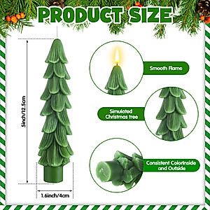 MTLEE 4 Pcs Christmas Tree Shaped Taper Candles Xmas Eve Holiday Candle Unscented Candlesticks for Christmas Party Room House Kitchen Decor Wedding Decorations Gift(Green,5 Inch)