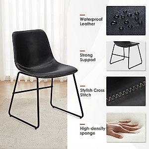 Soohow Set of 2, Kitchen Room Mid Century Midcentury Modern Faux Leather Comfortable, Home, Bistro Coffee Shop, Dining Chairs 4 PCS, Black