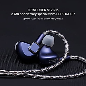 Letshuoer S12 PRO in Ear Headphones 14.8mm Planar Magnetic Driver Wired HiFi Earphones for Smartphones/PC/Tablet (Deep Space Blue, 2.5mm / 3.5mm / 4.4mm Connector)