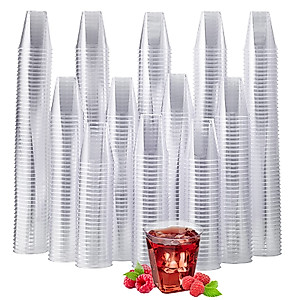 JOLLY CHEF 500 Pack 2 oz Plastic Shot Glasses Clear Disposable Plastic Cups Heavy-duty Party Glasses, Disposable Cups for Thanksgiving Christmas Halloween Party