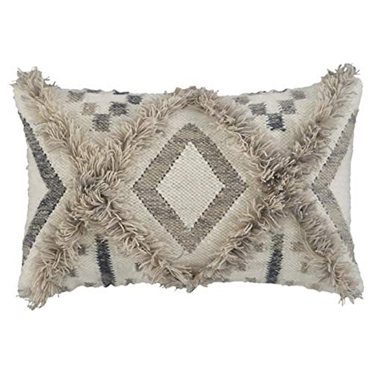 Signature Design by Ashley Liviah Boho Farmhouse Throw Pillow, 22 x 14 Inches, Beige and Gray