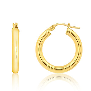 MAX + STONE Solid 14k Gold Hoop Earrings with Click Tops for Women | 0.75 Inches Small Yellow Gold