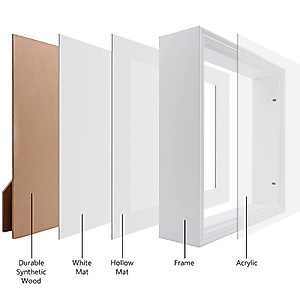 10x10 Shadow Box Frame, 3D Shadow Box Display Case with European Border, Memory Box for Baby Handprint & Footprint DIY Hand Foot Print 3D Plaster, Collages, Collections, Mementos(2-inch Depth, White)