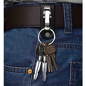 Liangery Keychain for Men, Belt Keychain Leather Belt Loop Key Holder Belt Key Chain Clips with Detachable Keyring for Men