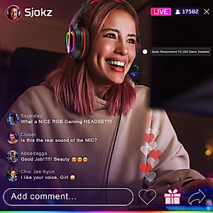 Fachixy「2024 New」FC200 PC Gaming Headset for PS4/PS5/Xbox One, Noise Canceling Headset with Stereo Microphone Sound, Computer Headset with 3.5mm Jack & RGB Light