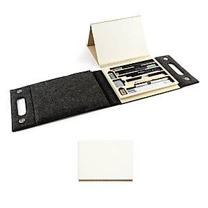 Three by Three Seattle jOTBLOCK Portable Studio Essentials Bundle: With Pencils, Markers & Tools for Drawing & Sketching, Watercolor Pencils & Brushes with Refill Pad Pack