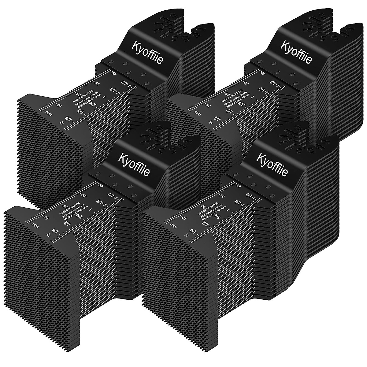 Kyoffiie 100Pcs Oscillating Saw Blades, 1-3/4" Quick Release Multi Tool Blades Kits Universal Oscillating Tool Blades Wood Plastic Multitool Blades Compatible with Dewalt Ryobi Makita Bosch Craftsman