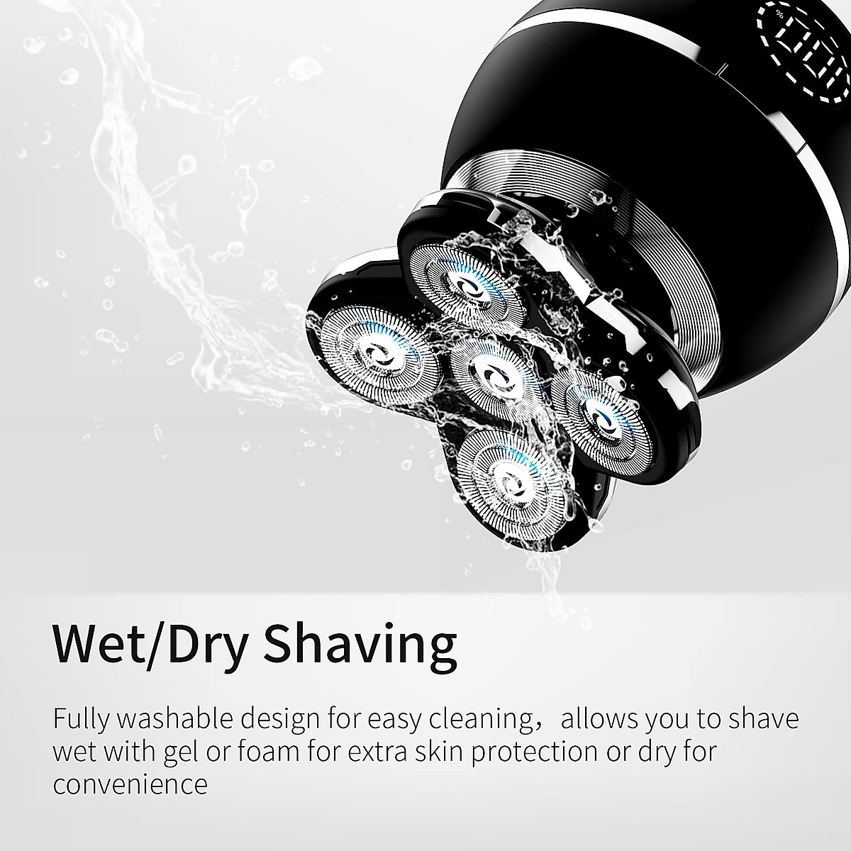 RAYCOSHAVE Head Shaver for Bald Men, 5 in 1 Wet & Dry Shaver Waterproof Bald Head Shaver, USB Rechargeable Rotary Shavers Grooming Kit with LED Display, Anti-Pinch, Ergonomic Design