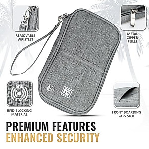 BOACAY Travel Document Organizer with RFID, Family Passport Holder, Wallet for Women & Men, Portable & Waterproof Case for Cards, Boarding Pass, Money