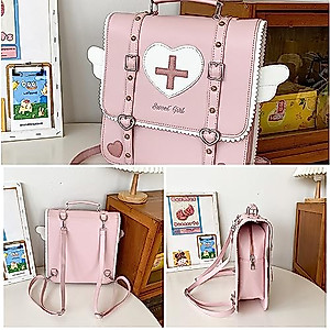 Kawaii Backpack Japanese Anime Cosplay Bag Goth Accessories Cross Heart Wings