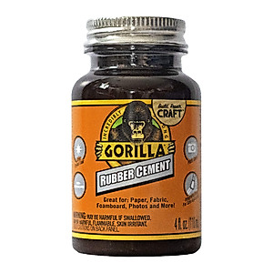 Gorilla Rubber Cement with Brush Applicator, 4 Ounce, Clear, (Pack of 2)