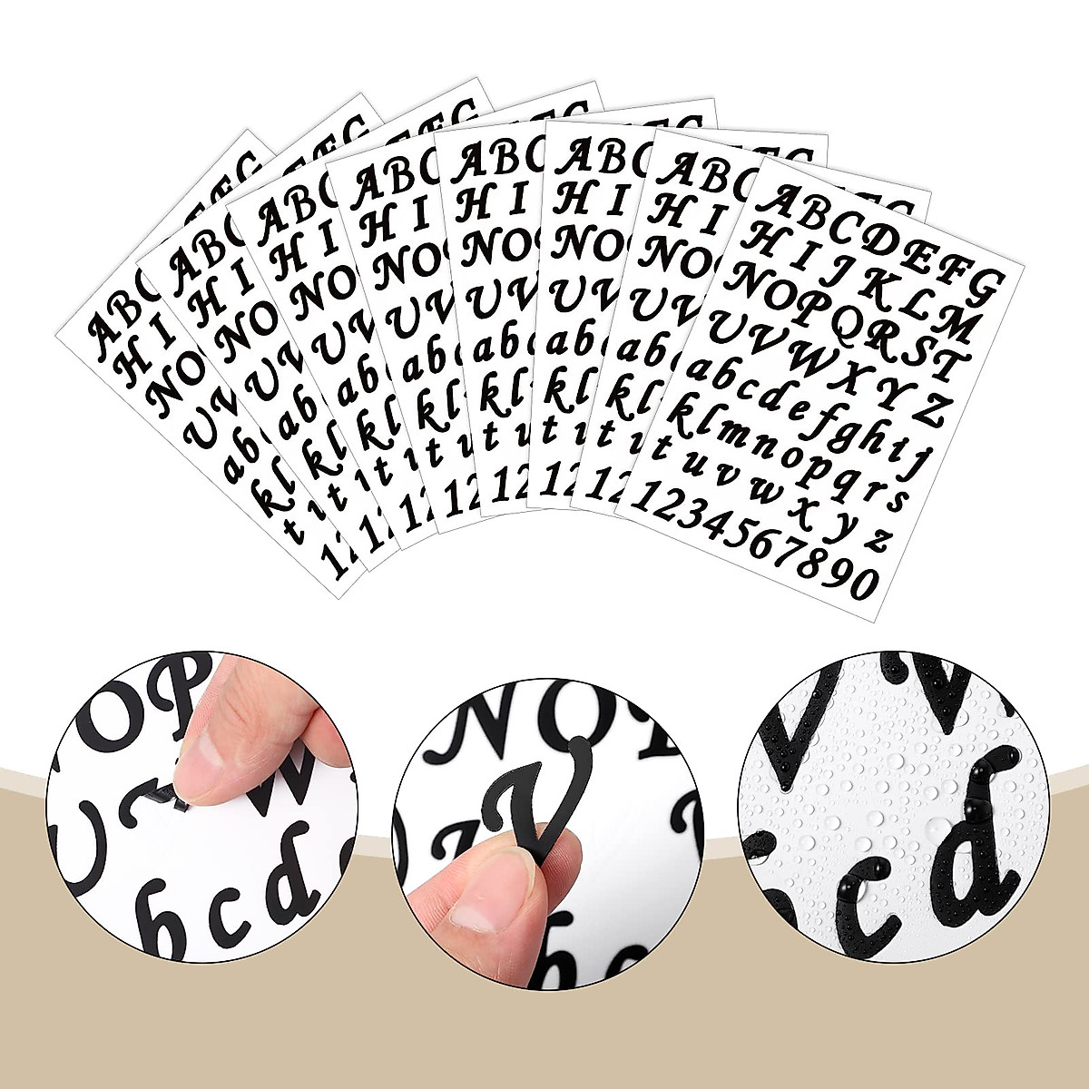 Spakon 8 Sheets Vinyl Letter Stickers Self Adhesive Alphabet Stickers Mailbox Letters Numbers Decals for Crafts Sign Notebook Classroom Decor(1 Inch,Black)