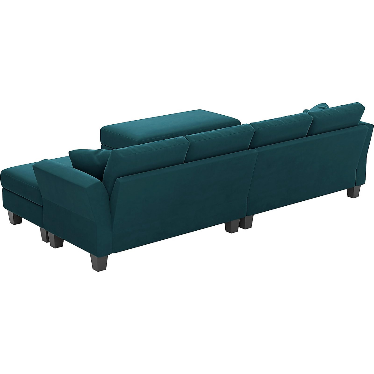 Belffin Velvet Couch Convertible L Shaped Sofa with Reversible Large Ottoman Storage Chaise Sectional Sofa Living Room Furniture Peacock Blue