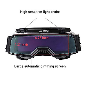 Auto Darkening Welding Goggles, View Area 4.72x1.37 Inch, Assemblable Welding Goggles with Mask Wide Shade 4/9-13, Adjustable Sensitivity Work for Cutting, Grinding for Tig Mig - TR1012