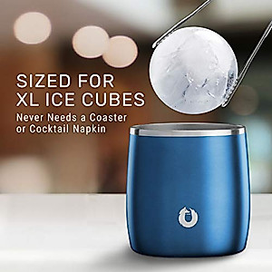 Snowfox Premium Vacuum Insulated Stainless Steel Whiskey Rocks Glass, Set of 2, Old Fashioned, Whiskey, Lowball Glasses, Elegant Home Bartending, Beverages & Cocktails Stay Cold, Black/Gold