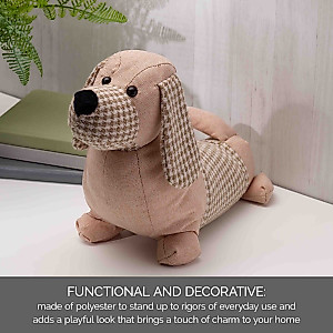 Elements 12.6x4.72x8.27 Inch Brown Plaid Dachshund Weighted Fabric Door Stopper