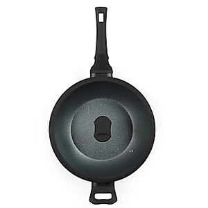 Russell Hobbs RH01860EU7 28 cm Wok - with Glass Lid, Non-Stick Tall Design Induction Pan, Metal Utensil Safe, Use Little to No Oil, Easy-Clean, High Endurance Surface, Crystaltech Graphite Collection