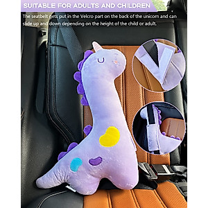 Icepark Seat Belt Pillow for Kids, Seatbelt Pillow Seat Belt Covers Kids Neck Pillow Car Shoulder Pads Safety Belt Protector Cushion, Plush Soft Seat Strap Headrest Neck Support (Unicorn)