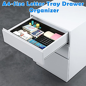 EsOfficce Letter-Size Tray, 2PCS Plastic Stackable A4 Paper Tray, Desk Drawer Organizer, Multi-use Large Storage Basket for Office Home Supplies,13 x 9.6 inch