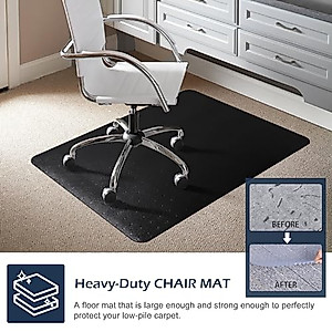 Chair Mat for Carpet, SALLOUS 60" x 46" Office Chair Mat for Carpeted Floors, Heavy Duty Chair Mat with Grips, Floor Protector Rolling Computer Desk Mat for Home Office (Black, Rectangular)