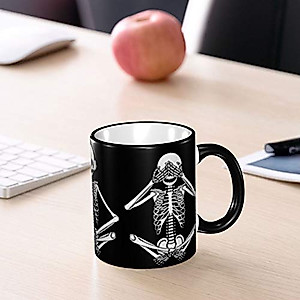 Halloween Skeleton Ceramic Coffee Mug Tea Cup for Office Home Gift to Family Friend Black Funny Skull