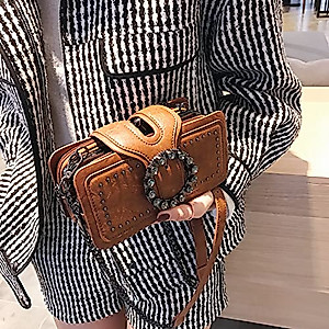 Women Square Small Satchel Clutch Bag, Cell Phone Bag Card Holder Wallet And Handbag (Brown)