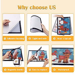 Diamond Art Frame 12x16 Inch - Diamond Frames 30x40 cm Painting Suitable for 10x14inch Picture, Diamond Frames Magnetic Self-Adhesive,Suitabble Frames Painting for Wall Window Door - 8 Pack (Black)