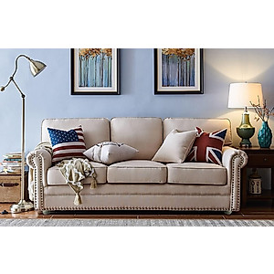 Mysummer 4PCS White Round Bun Feet Wood Sofa Legs Solid Wood Furniture Legs for Cabinet Sofa Ottoman TV Stand Loveseat Dresser