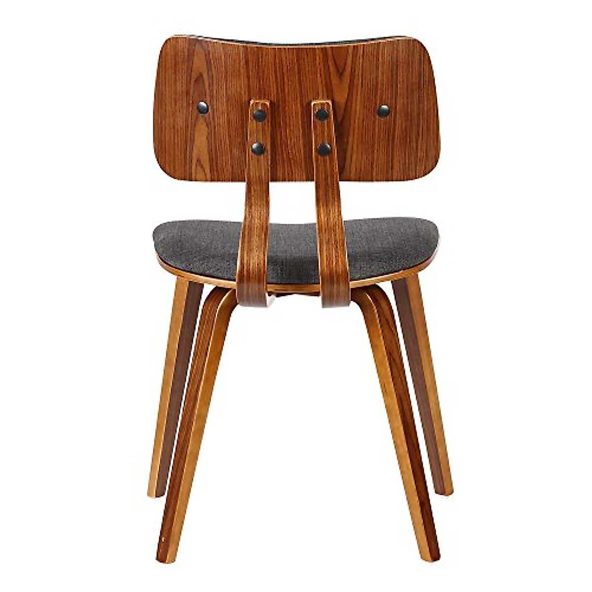 Armen Living Jaguar Dining Chair in Charcoal Fabric and Walnut Wood Finish,Charcoal/Walnut Finish 20D x 18W x 29H in