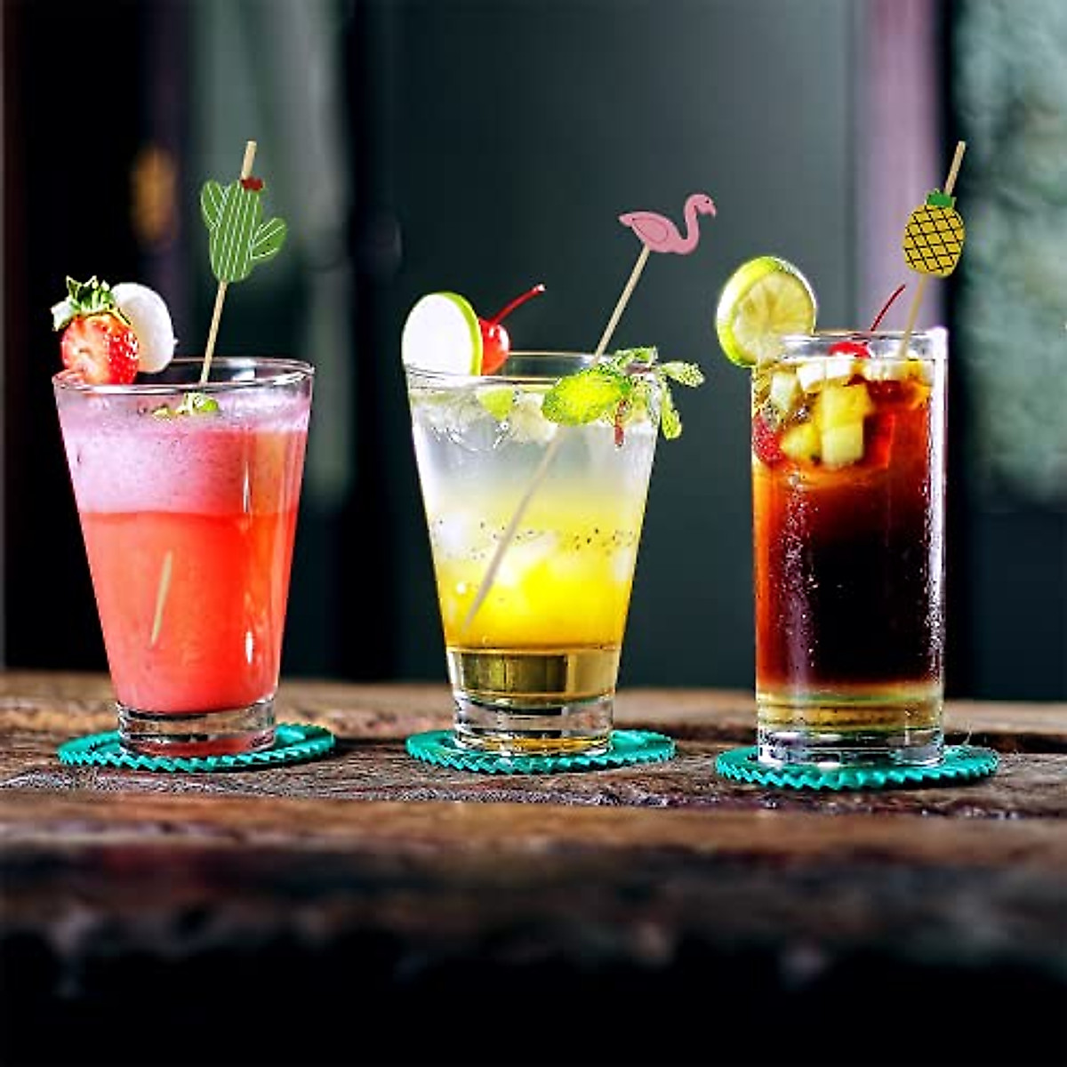 Cocktail Picks 200 Counts Handmade Sticks Wooden ﻿Natural Bamboo Toothpicks Cocktail Sticks Party Supplies (Flamingo)…