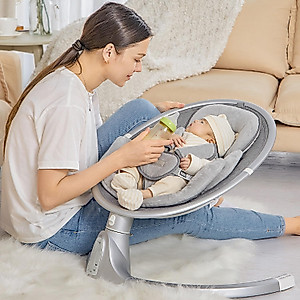 BabyBond Baby Gift Set Includes Bluetooth Baby Swing and Infant Insert, Portable Baby Swing with 10 Preset Lullabies, 5-Point Harness, 5 Speeds and Remote Control, Newborn Insert for 0-3 Months Baby