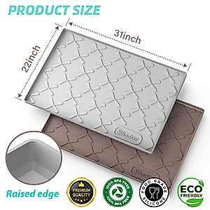SIKADEER 31" x 22" Under Sink Protectors for Kitchen Sink Mat, Bathroom Tray Fridge Organizer, Dish Drying Mat Silicone Cabinet Liner with Raised Edg, Attractive Pattern, Leak-proof and splash-proof