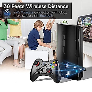 EasySMX PS3 Controller, Upgrade Wireless Gamepad Remote for PS3, Windows PC/Laptop, Nvidia Shield, Switch, Android TV/Mobile,Steam Deck-with Stable Connection,Plug and Play, 14 Hours Battery-Black