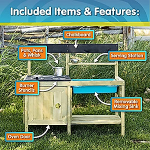 TP Toys Muddy Maker Mud Kitchen - Outdoor Kitchen Playset for Kids Brown