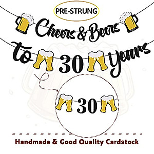 GZDUCK Cheers and Beers to 30 Years Decorations - Cheers to 30 Years Birthday Decorations for Men Women Him Thirty Birthday Decorations for 30th Birthday Wedding Party Supplies