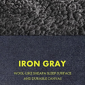 Furated Original Dog Beds for Medium Dogs, Orthopedic Dog Bed with Blanket Attached, Egg-Crate Foam Pet Bed with Removable Washable Cover and Waterproof Liner, Iron Gray, M