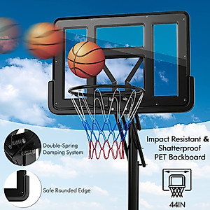 Giantex Portable Basketball Hoop Outdoor - 8-10Ft Height Adjustable Basketball Stand System for Youth Adult Kids with 44" Backboard, 2 Wheels, Fillable Base, Indoor Outdoor Basketball Goal