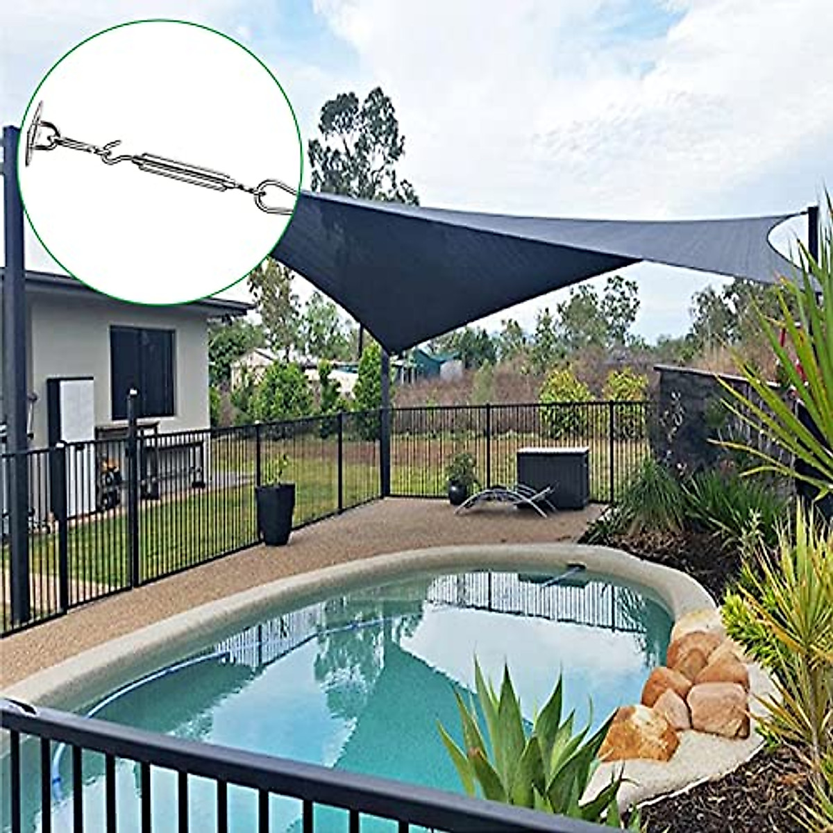 Ollieroo Shade Sail Hardware Kit for Rectangle and Square Sun Shade Sail Installation 8 Inches Silver