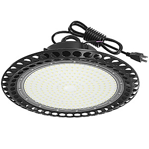 FAITHSAIL 150W UFO LED High Bay Light, 5000K,16500lm,1-10V Dimmable [600W Equivalent], with US Plug,Super Bright IP65 LED Shop Light Fixture for Warehouse/Workshop/Stadium