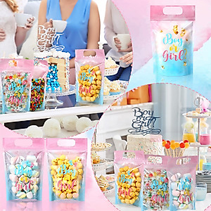 Capoda 50 Pcs Boy or Girl Zip Lock Bags Gender Reveal Sealing Pouches with Handles Blue Pink Baby Shower Plastic Bag for Gender Reveal Party Gift Wrap(Boy or Girl)