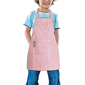 TeddSnow Kids Apron, Toddler Cotton Adjustable Bib Chef Apron with Pocket, For Children Age 2 to 5 years, Boys Girls