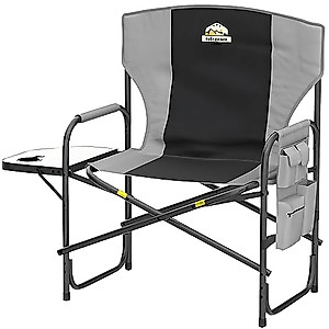 Colegence Oversized Director Camping Chair,600 LBS Heavy Duty Folding Chair,24"Cozy Outdoor Chair,With Cup Holder and Adjustable Table Folding Chair for Outside Beach,Lawn,Fishing,Camping,Patio,Makeup